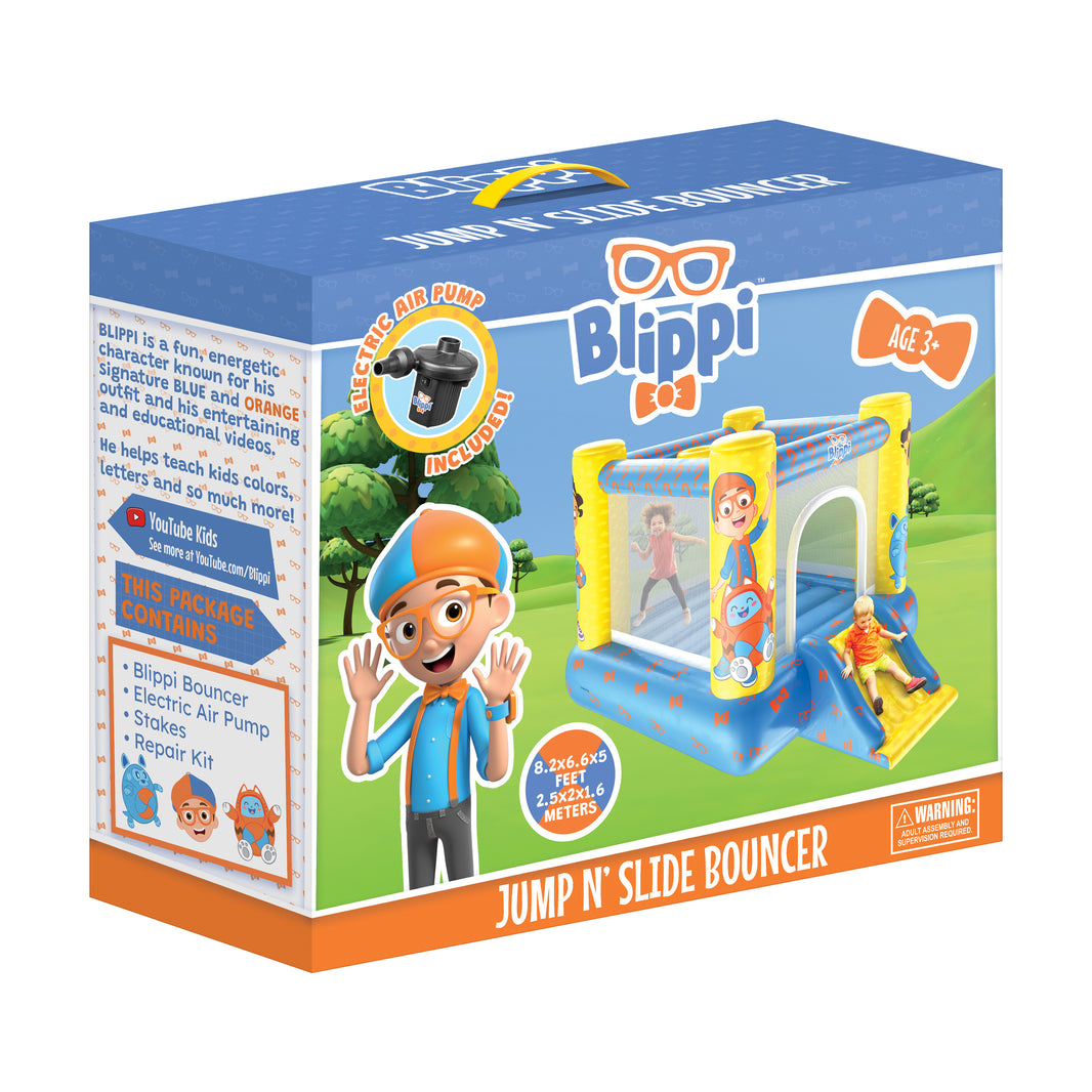 Blippi Jump N' Slide Bouncer (Includes Electric Air Pump) – HOBBYTRON