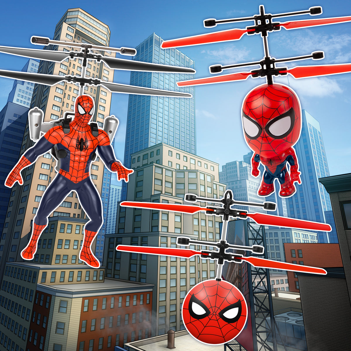 Spider-Man Flying Figure, Big Head & Heli Ball Bundle – HOBBYTRON